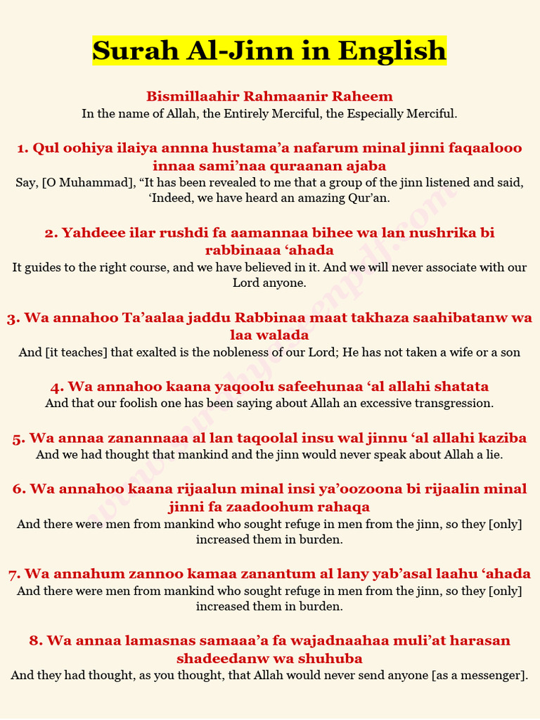 Surah Al-Jinn English Translation | PDF | Jinn | Monotheism