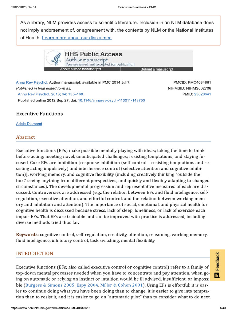 Executive Functions | PDF