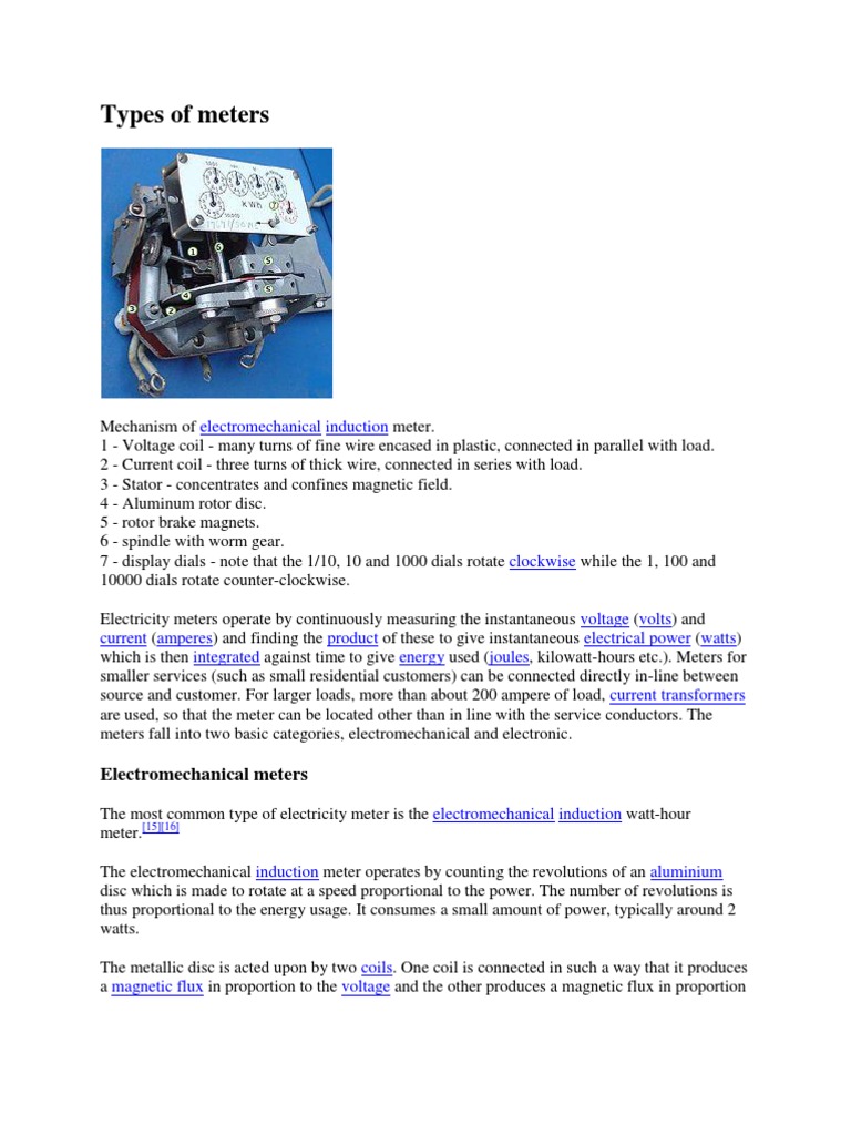 Types of Meters: Electromechanical Induction | PDF | Electrical ...