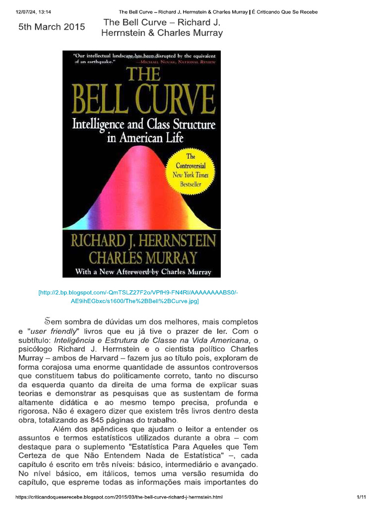 The Bell Curve - MURRAY, HERRNSTEIN - Resenha Portugues | PDF