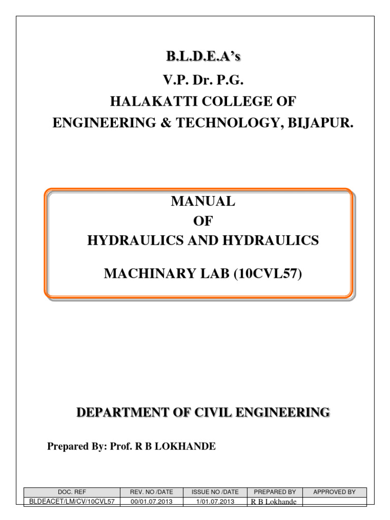 HHM Lab Manual | PDF | Flow Measurement | Pressure Measurement