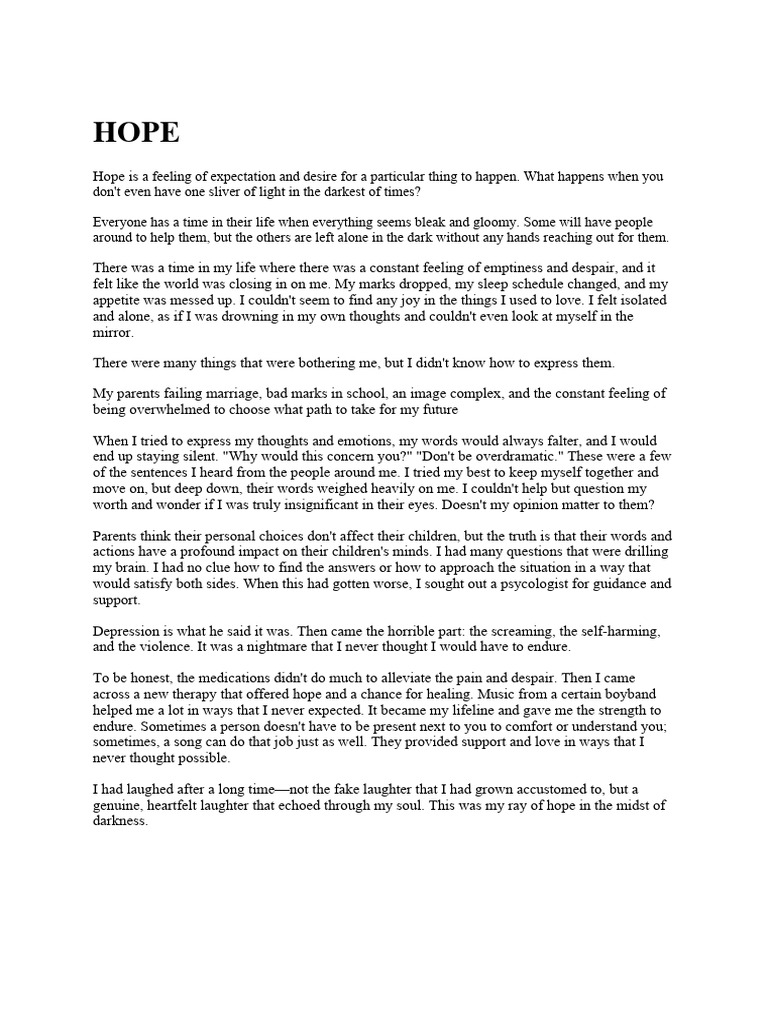 Hope | PDF | Feeling | Thought