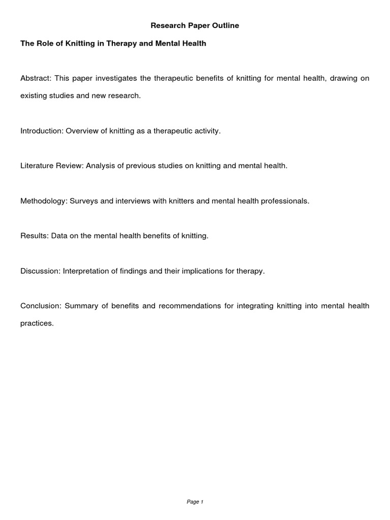 The Role of Knitting in Therapy and Mental Health | PDF