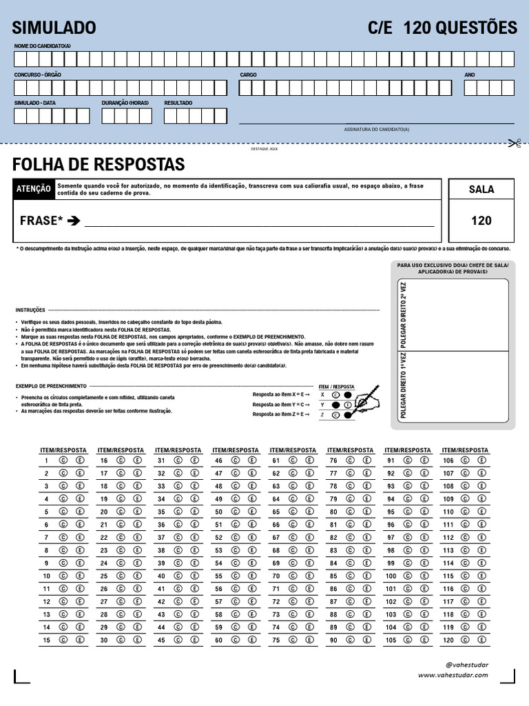 Gabarito CE - 120 Questões | PDF | Papelaria