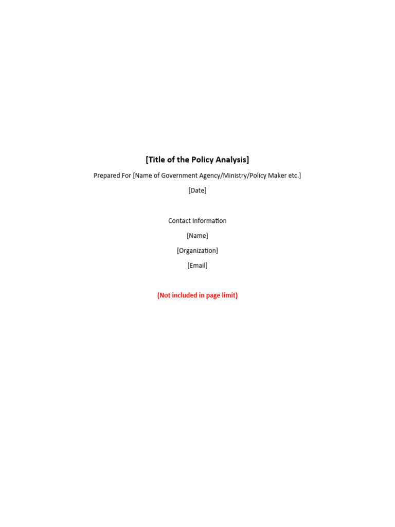PUBH 805 - Policy Analysis Template | PDF | Policy | Evaluation