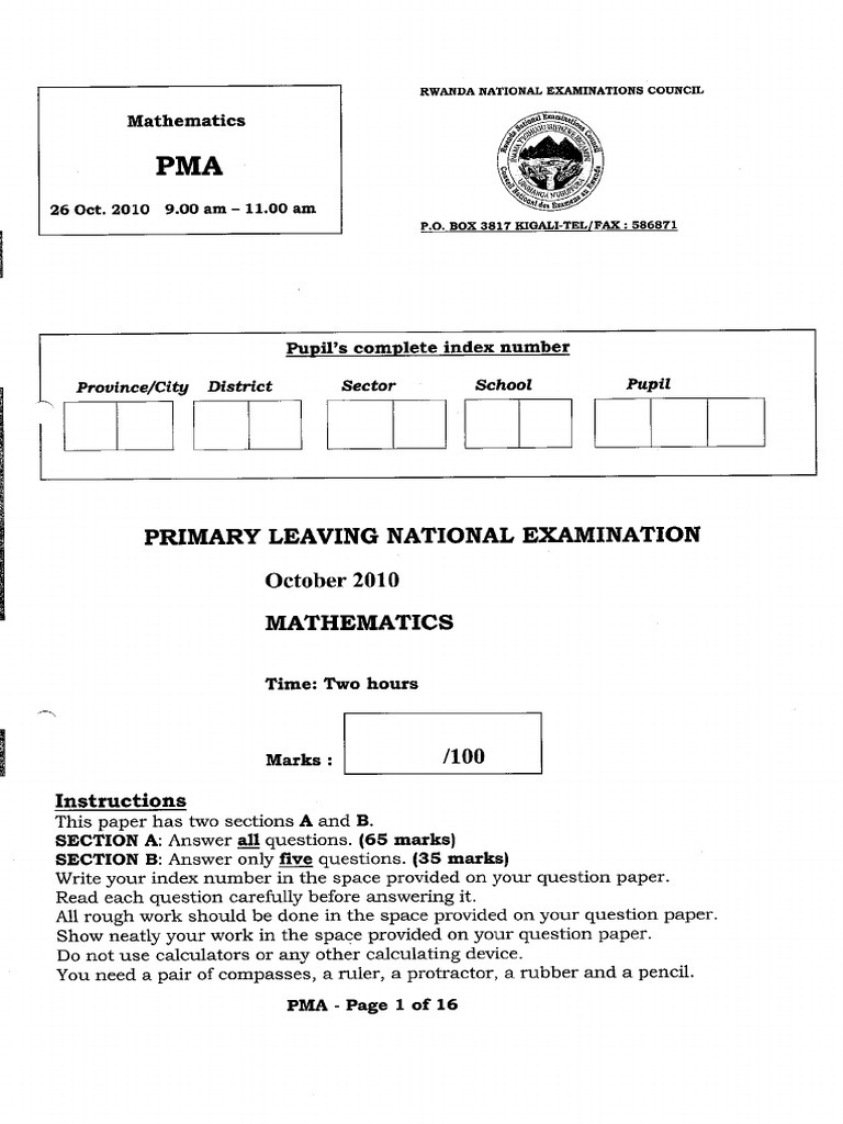 2010 Mathematics Primary | PDF