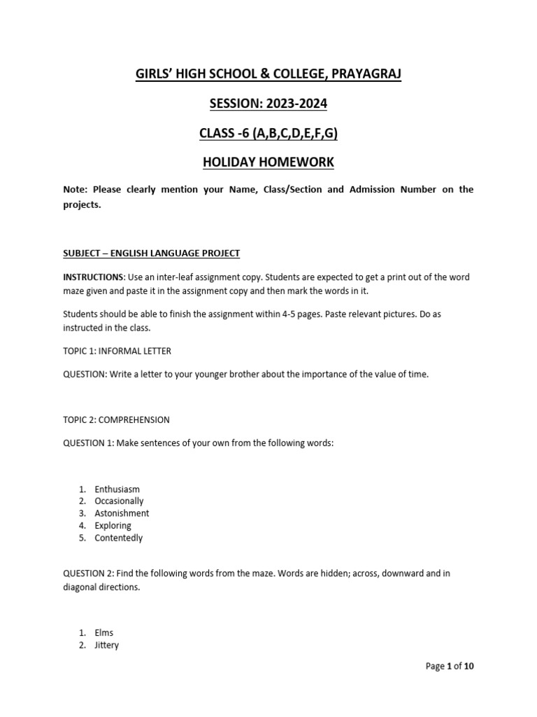 CL 6holiday Homework 2023 24 | PDF | Machines | Water