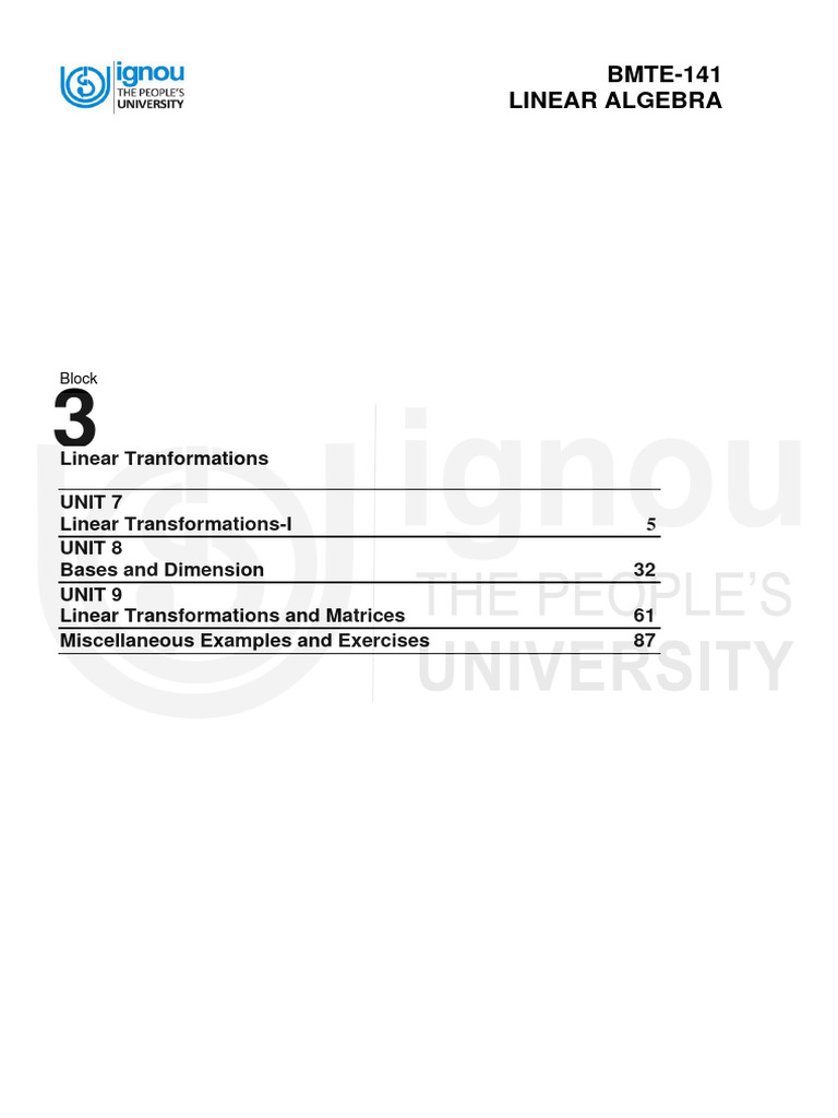 Block 3 | PDF | Linear Map | Basis (Linear Algebra)