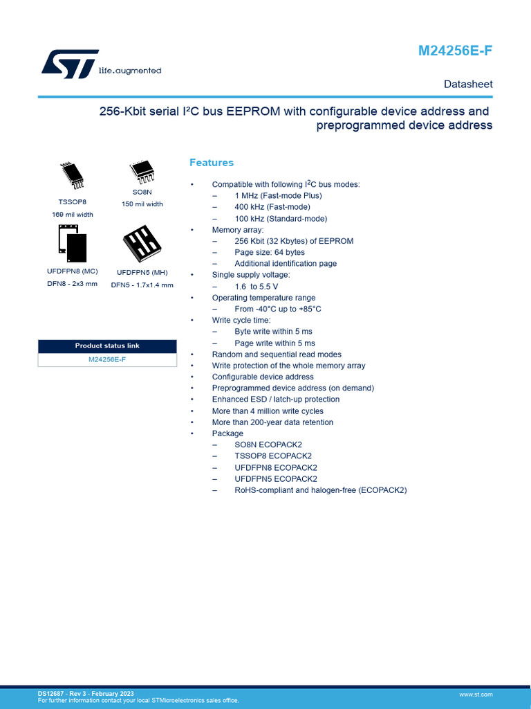 256-Kbit Serial I C Bus EEPROM With Configurable Device Address and Preprogrammed Device Address ...