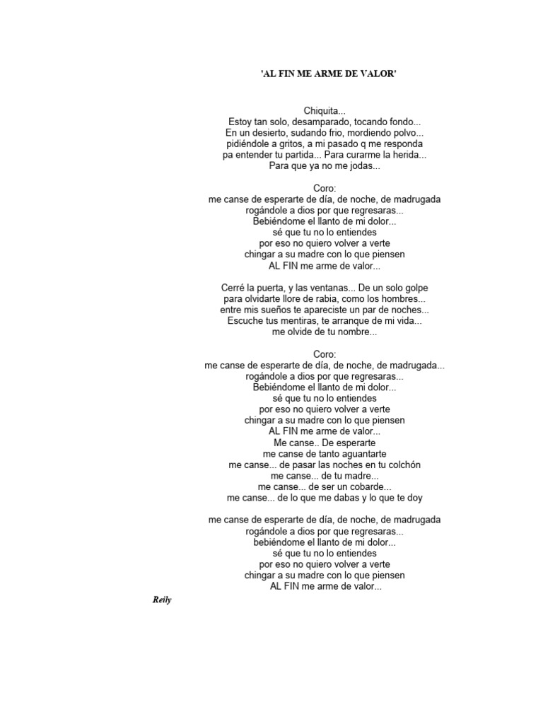 Al Fin Me Arme de Valor | PDF | Amor