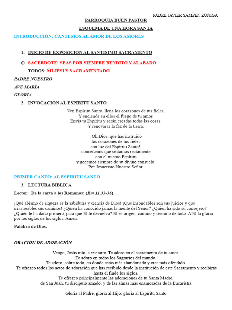 Esquema Hora Santa | PDF | eucaristía | Oración