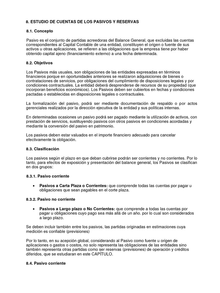 Análisis de Pasivos y Reservas Contables | PDF | Salario | Contabilidad
