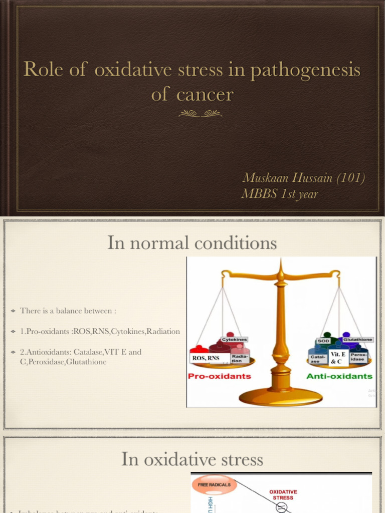 Role of Oxidative Stress in Pathogenesis of Cancer: Muskaan Hussain (101) MBBS 1st Year | PDF ...