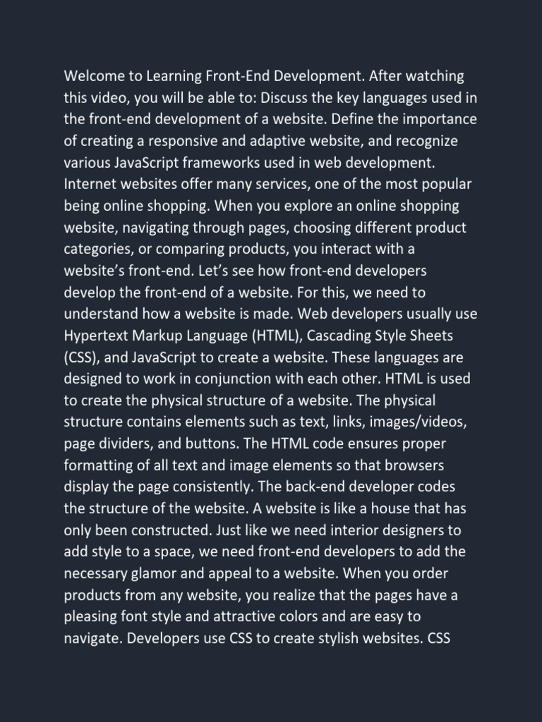 Learning Front-End Development | PDF | Websites | Java Script