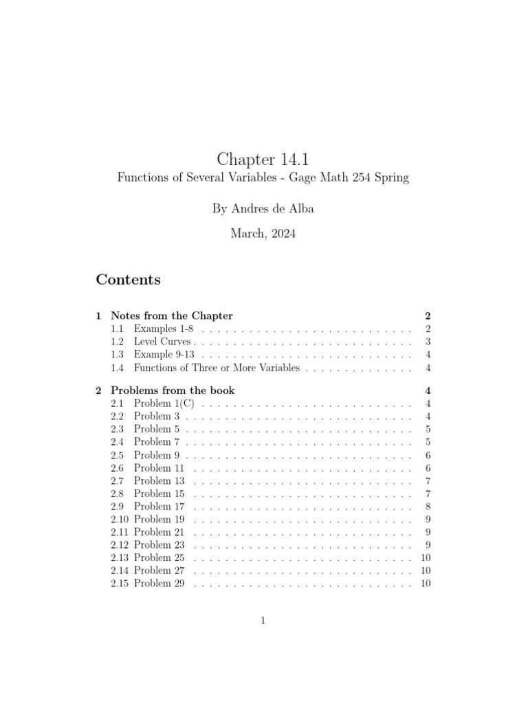 Calc IV 14.1 | PDF | Function (Mathematics) | Variable (Mathematics)
