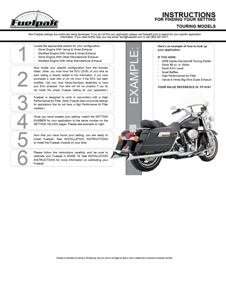 Fuelpak Touring Setting Chart | PDF | Transport | Car