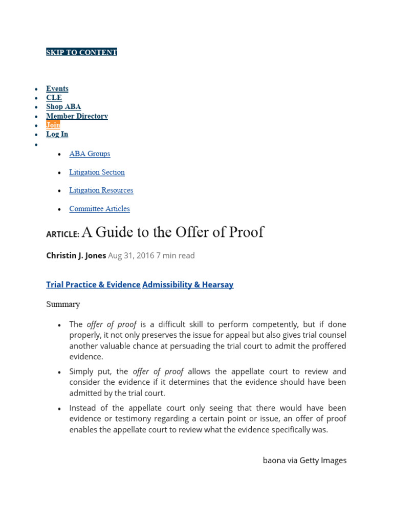 A Guide To The Offer of Proof Affidavit Rule 56 | PDF | Evidence (Law ...