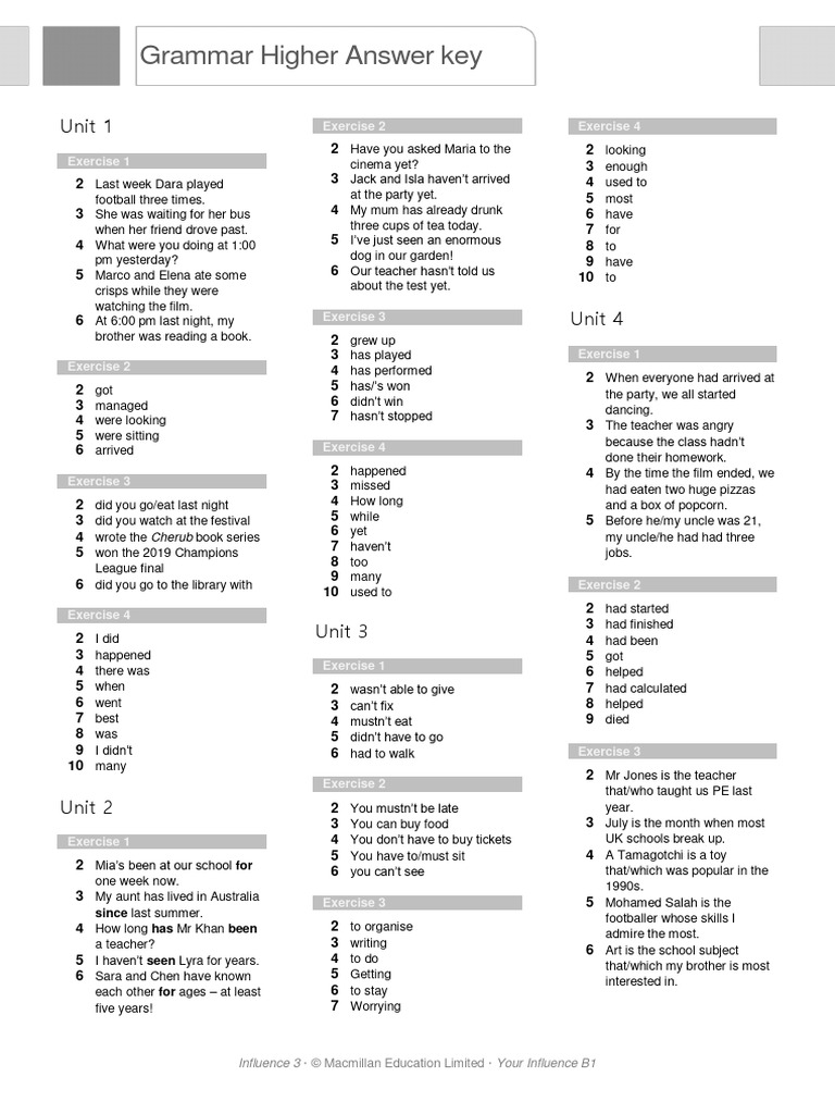 L3 B1 Grammar Higher AK | PDF