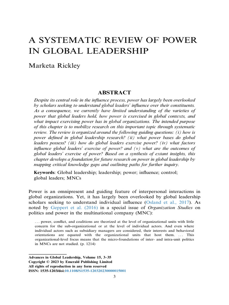 2023 AGL Rickley Poweringloballeadership | PDF | Leadership ...