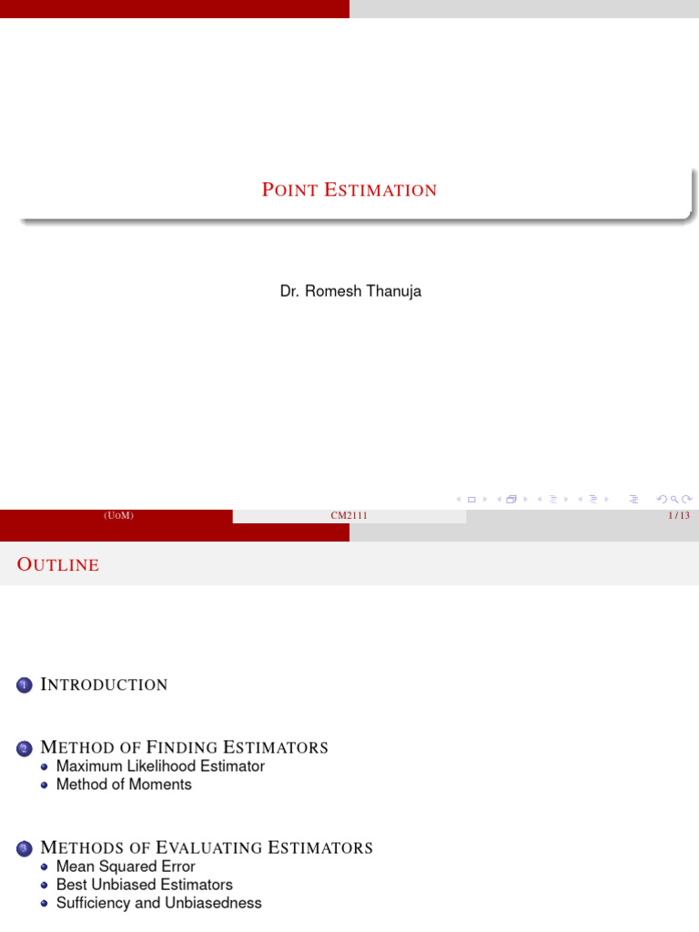 Point Estimation | PDF | Estimator | Bias Of An Estimator