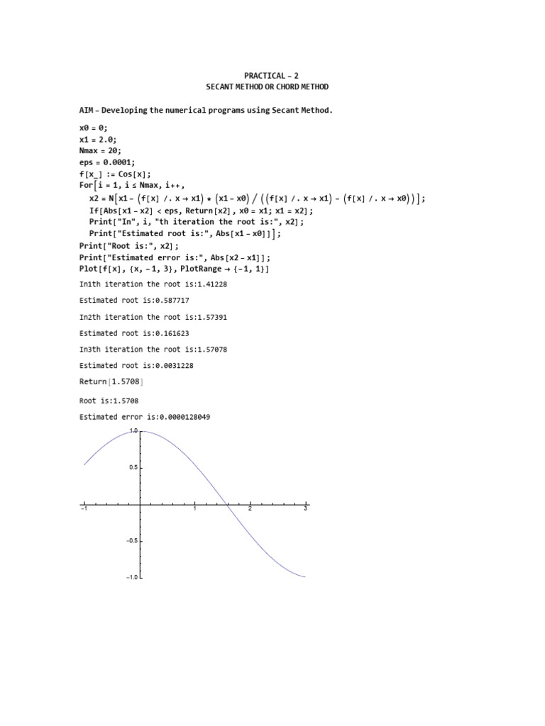 2-Secant or Chord Method | PDF | Algorithms | Computational Science