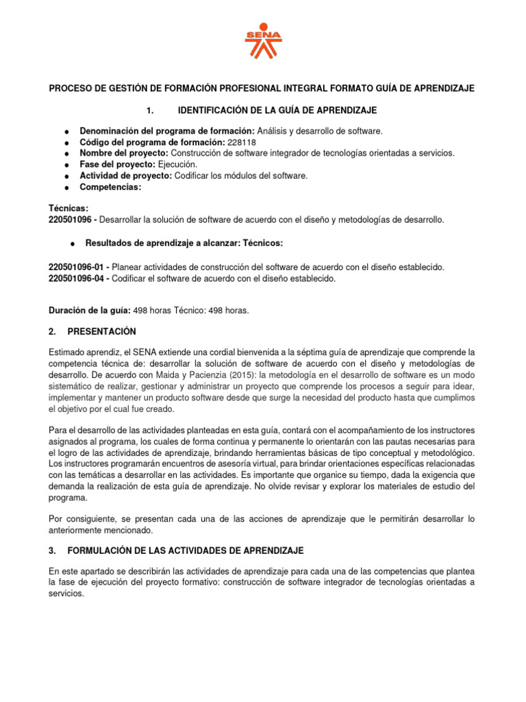 Guía de Aprendizaje: Desarrollo de Software | PDF | Software | Java (lenguaje de programación)