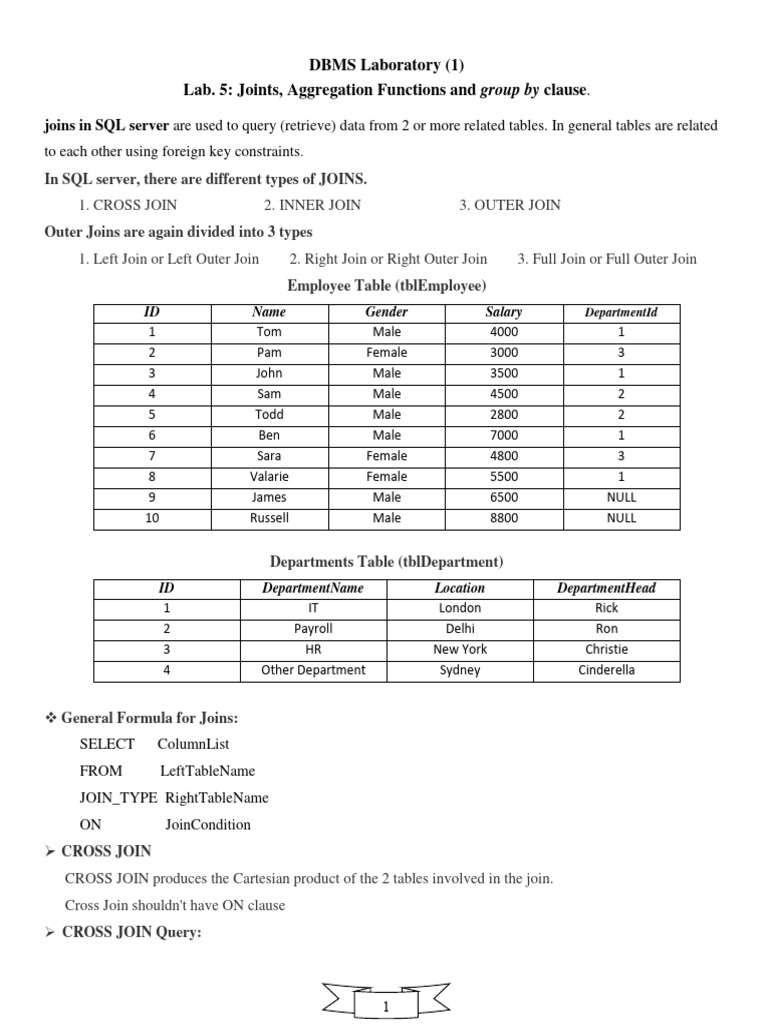 Joints, Aggregation Functions and Group by Clause. | PDF | Computer Programming | Computing