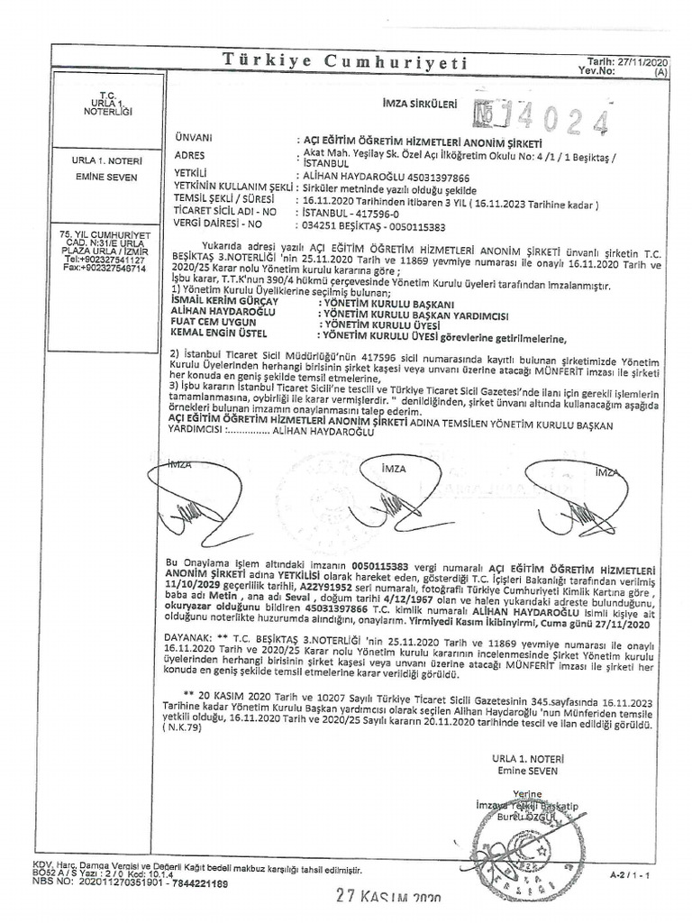 İmza Sirküleri Tam | PDF