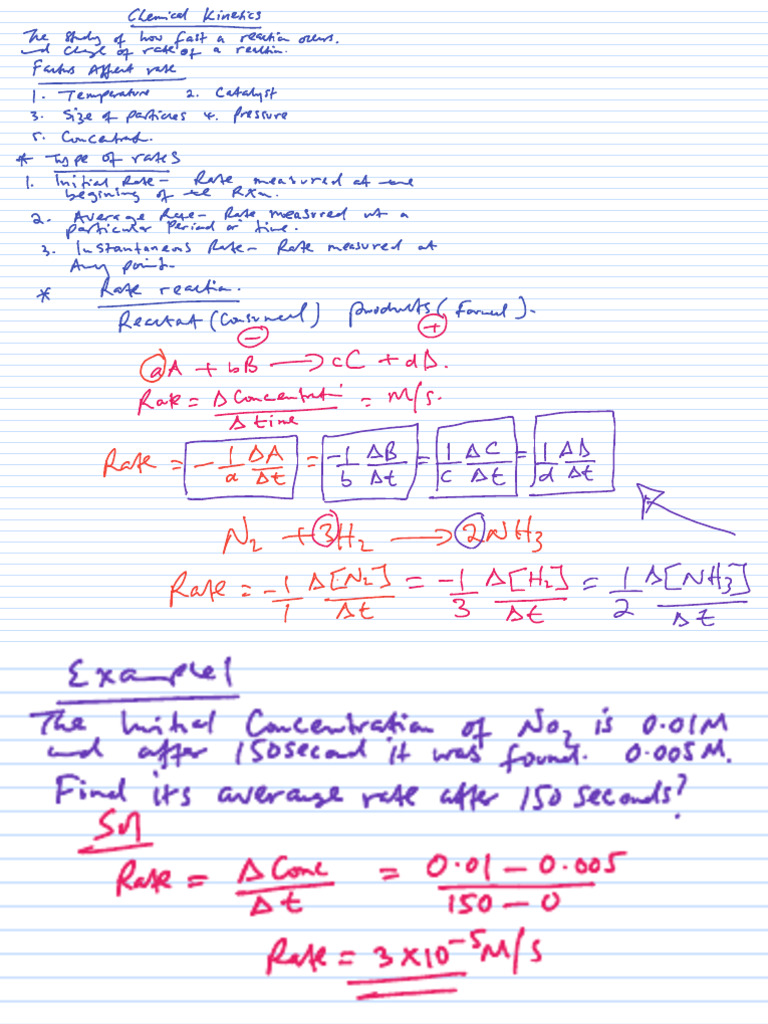 Chemical Kinetics Notes | PDF