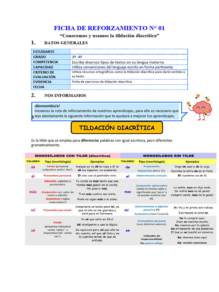 FICHA DE REFORZAMIENTO N1 | PDF | Comunicación humana | Lingüística