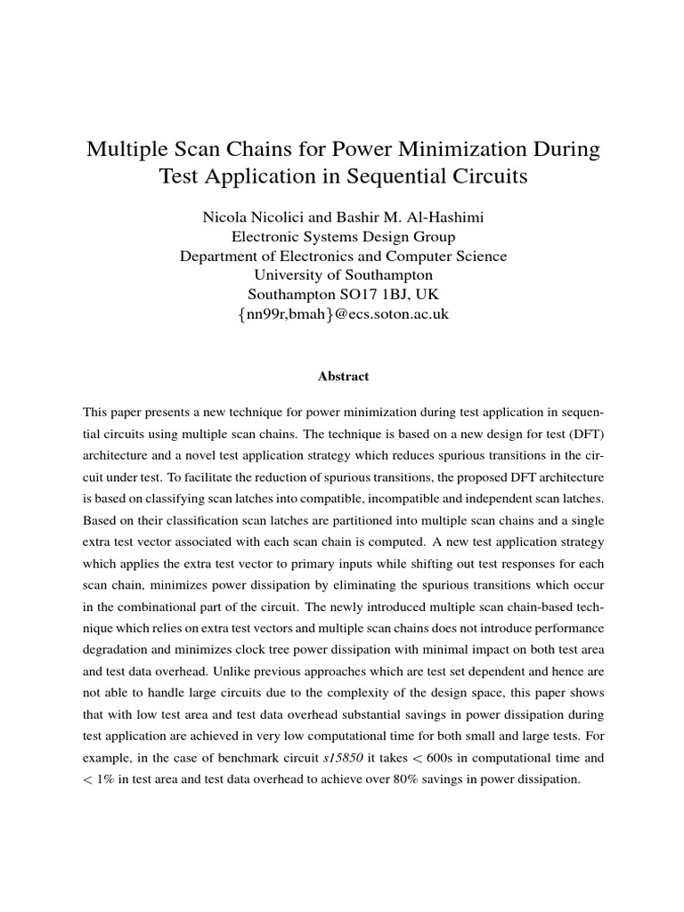 Multiple Scan Chains For Power Minimization During Test Application in ...