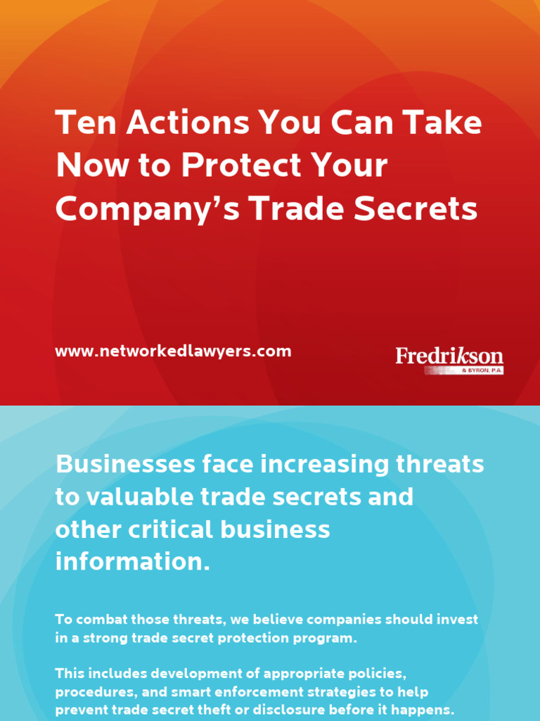 10 Actions To Protect Trade Secrets | PDF | Trade Secret | Computer ...