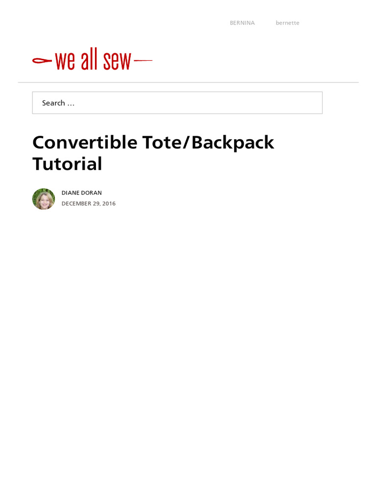 Convertible Tote - Backpack Tutorial - WeAllSew | PDF | Seam (Sewing) | Sewing