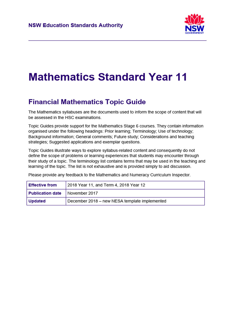 Year 11 Financial Mathematics Guide | PDF | Taxes | Interest