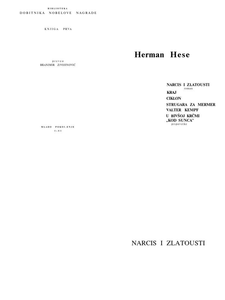 Narcis I Zlatousti | PDF