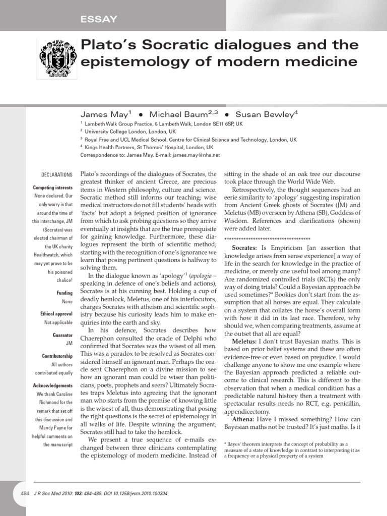 Platos Socratic Dialogues and The Epistemology of Modern Medicine | PDF ...
