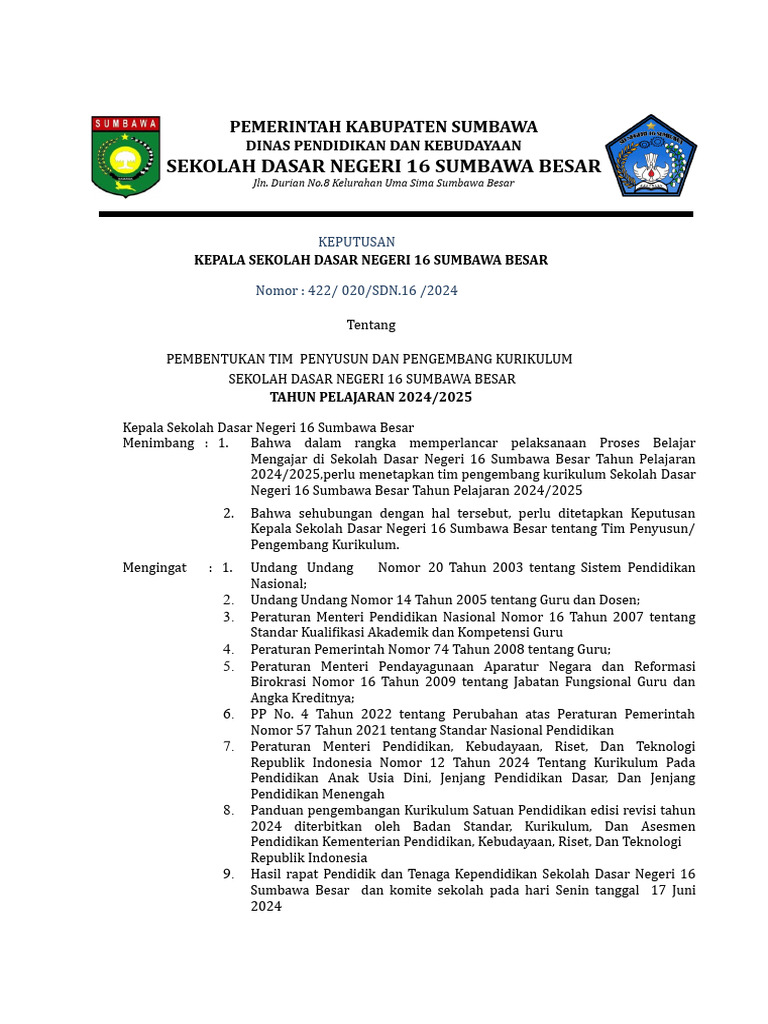 Sk Tim Pengembang Ksp 2024 2025 Pdf