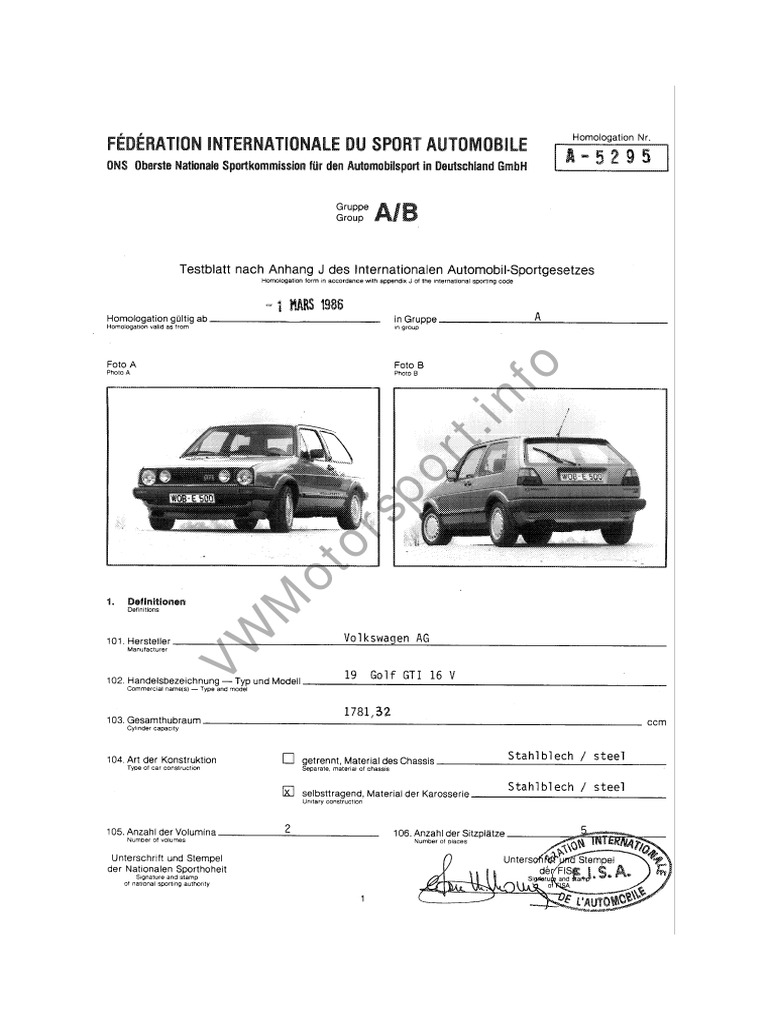 Golf 2 GTI 16 Valve Group A A 5295 1781 32cc PDF
