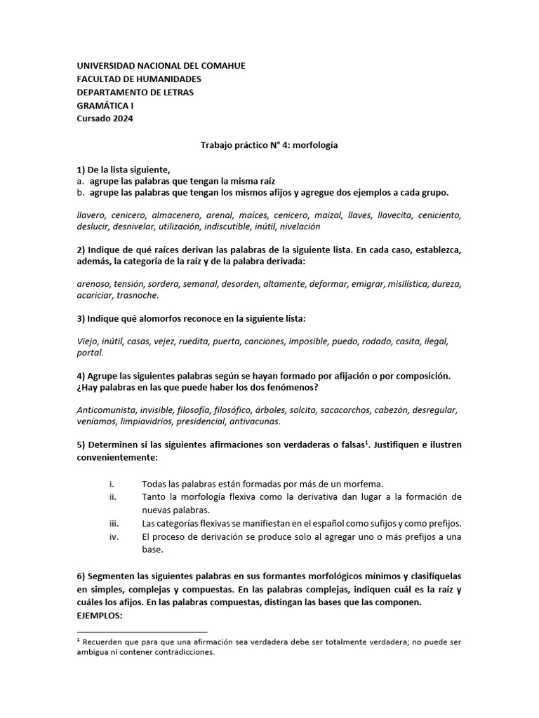 TP 2 Morfo - 240531 - 134825 | PDF | Género gramatical | Sintaxis