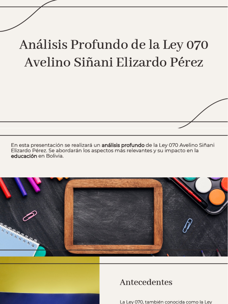 Diapositivas Ley 070 | PDF | Plan de estudios | Bolivia