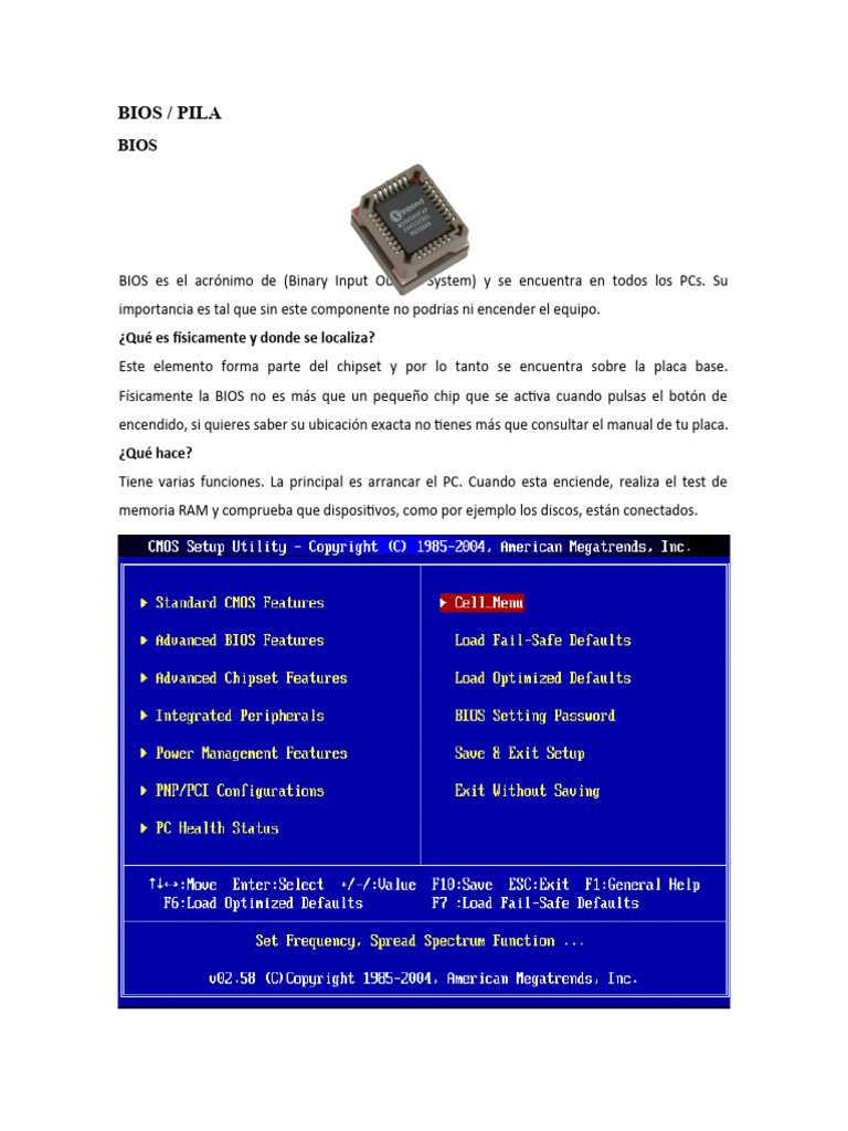 Funciones y Mantenimiento de BIOS y Pila | PDF | Bios | Arquitectura de ...