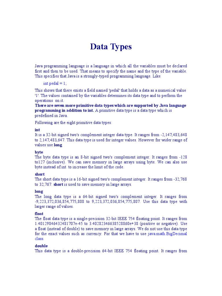 Datatypes Operators Control Statements Pdf Data Type Array Data Structure