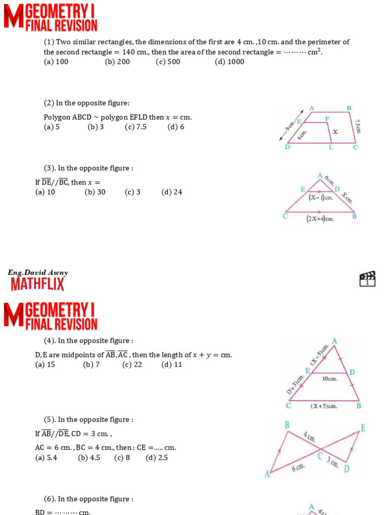 1st Sec Revision Final Geometry | PDF | Area | Rectangle