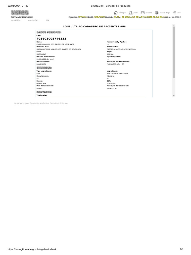 SISREG III - Servidor de Producao | PDF