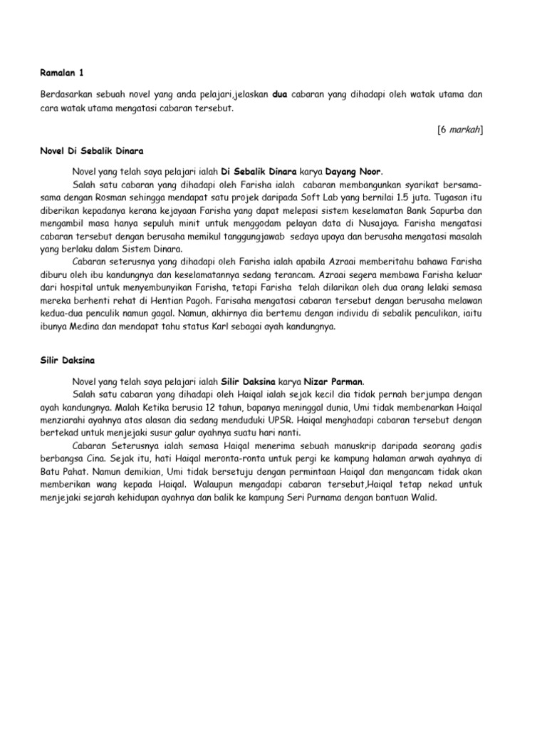 Ramalan Novel SPM 2024 | PDF