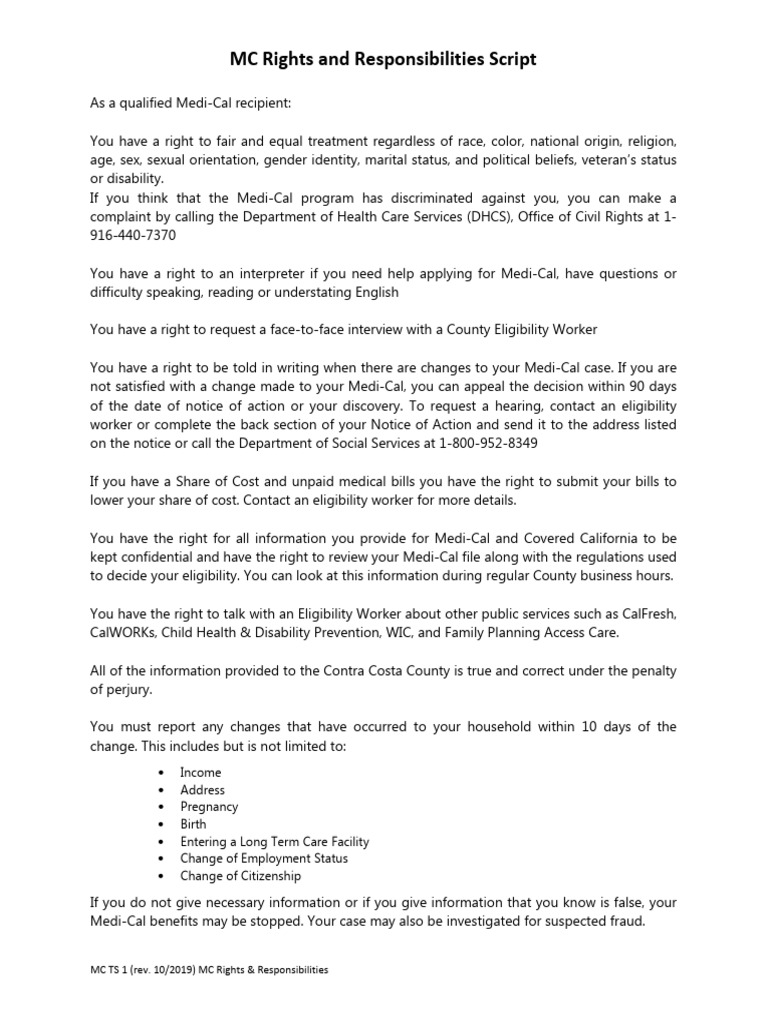 Client Script-Medi-Cal Rights and Responsibilities Script 11202019 ...