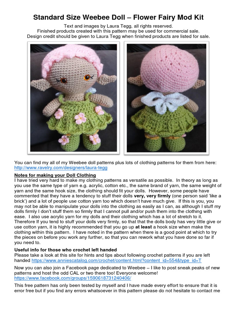 Weebee Doll - Flower Fairy Mod Kit | PDF | Crochet | Clothing