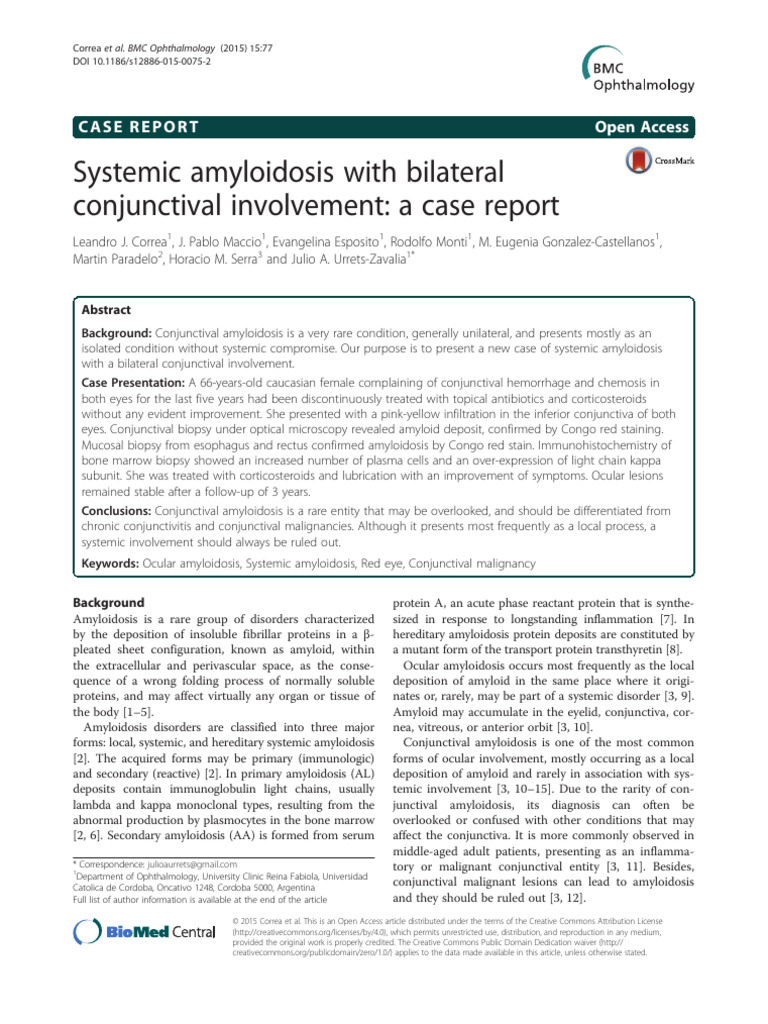 Correa - 2015 - Systemic Amyloidosis With Bilateral Conjunctival ...