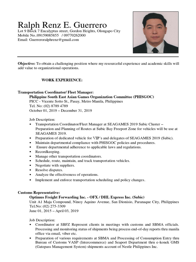 Ralph Renz E. Guerrero CV | PDF | Business