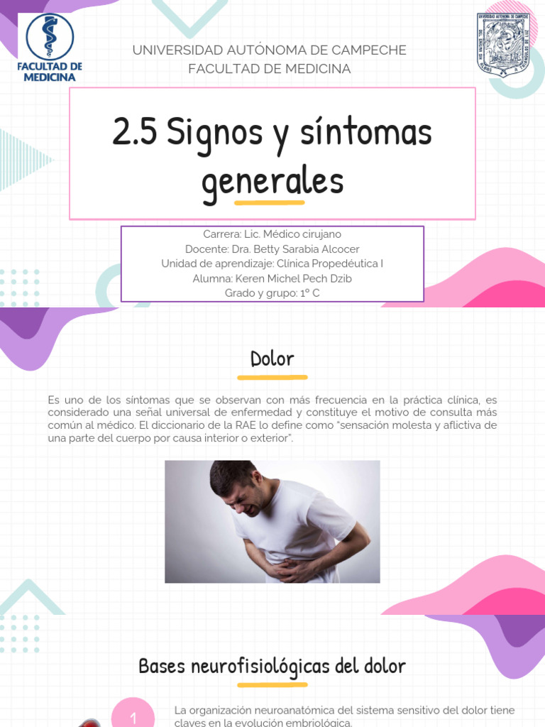 Signos y síntomas del dolor en medicina | PDF | Dolor | Termorregulación
